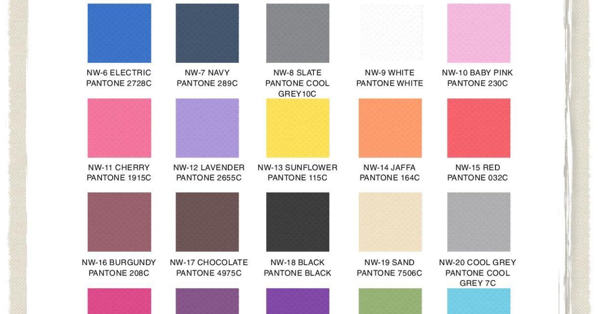 Non-woven PP Bag Colour Chart | Resources